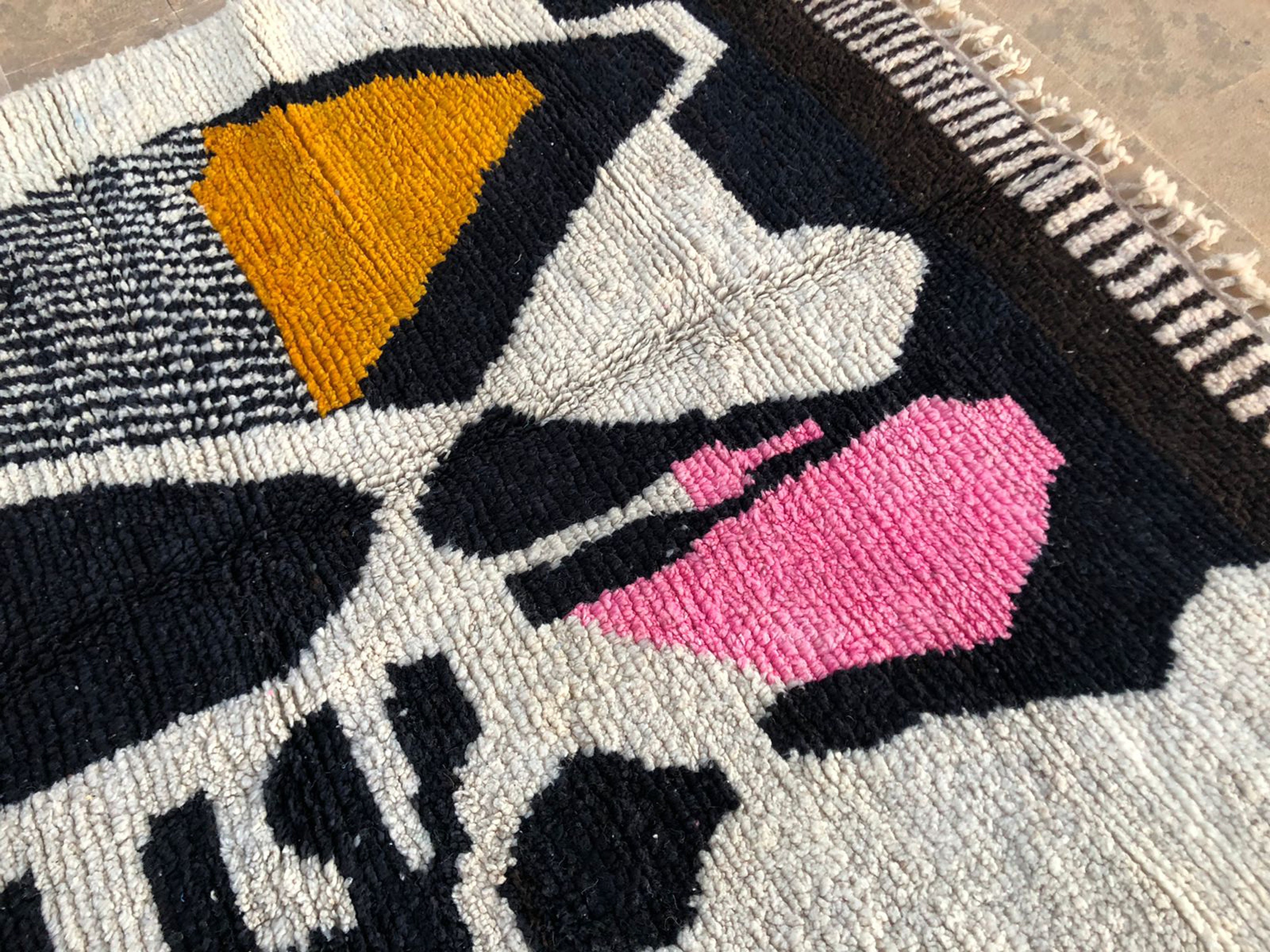 Colorful Moroccan Berber Shaggy Area Rug, Azilal Abstract Boho Rug. - Etsy