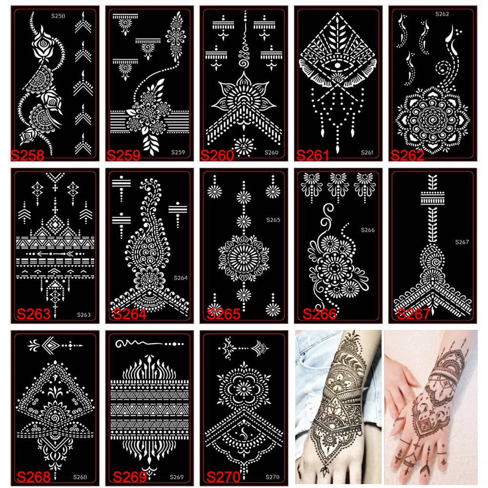 Henna Tattoo Stencils Reusable Self Adhesive Temporary Hand - Etsy UK