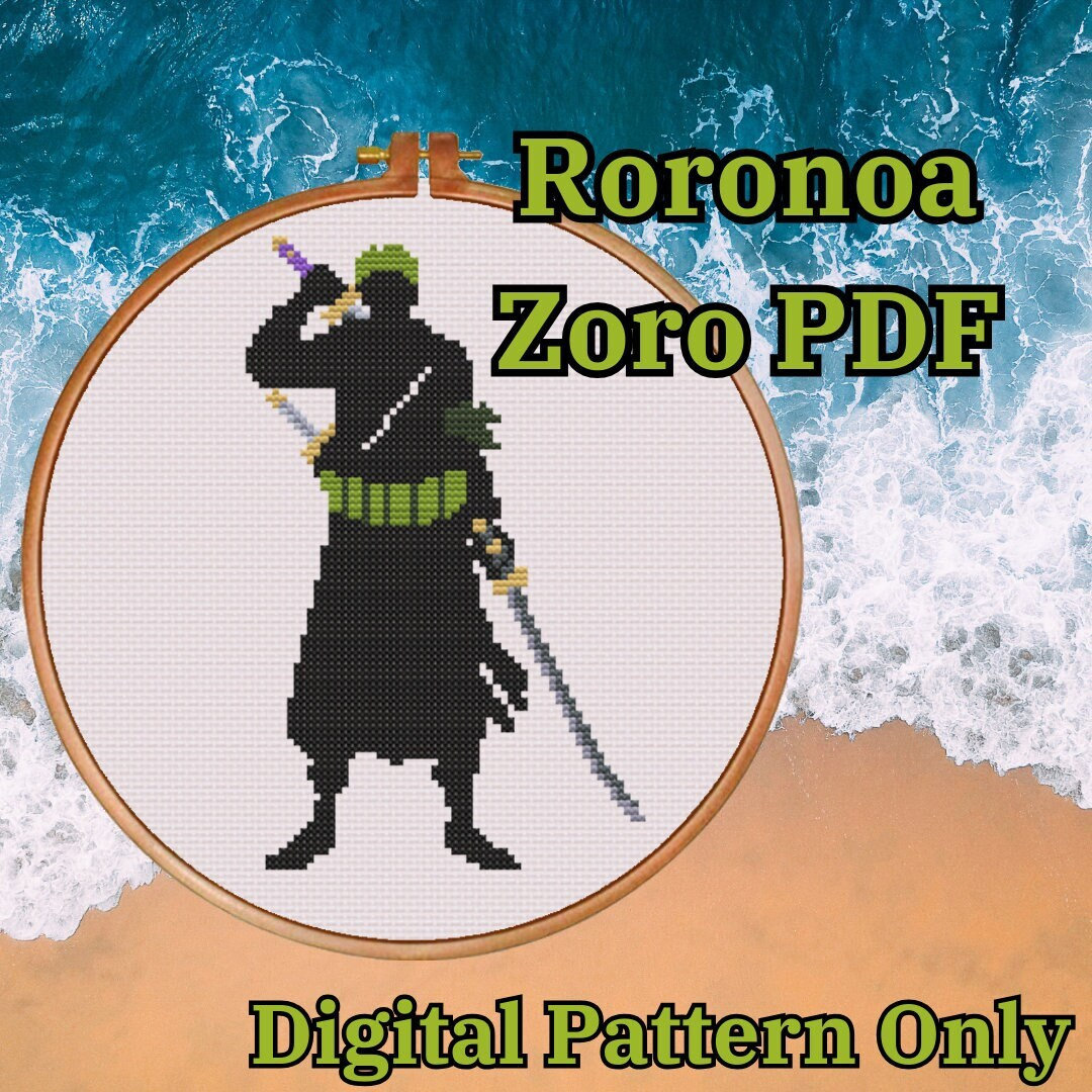 Roronoa Zoro Inspired Cross Stitch Pattern - PDF Digital Download - Etsy
