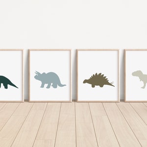 Dinosaur Silhouette Dinosaur Set of 4 Prints Dino Kids Room Printable ...