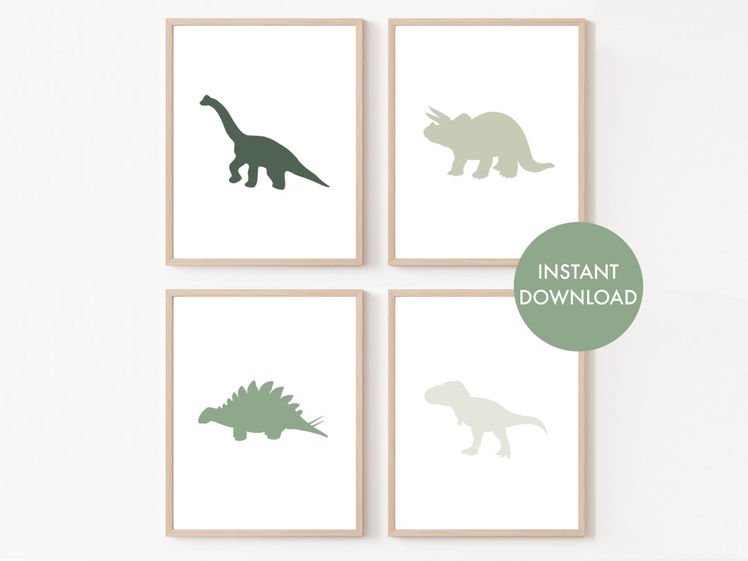 Dinosaur Decor Dinosaur Set of 4 Prints Dino Decor Printable Wall Art ...