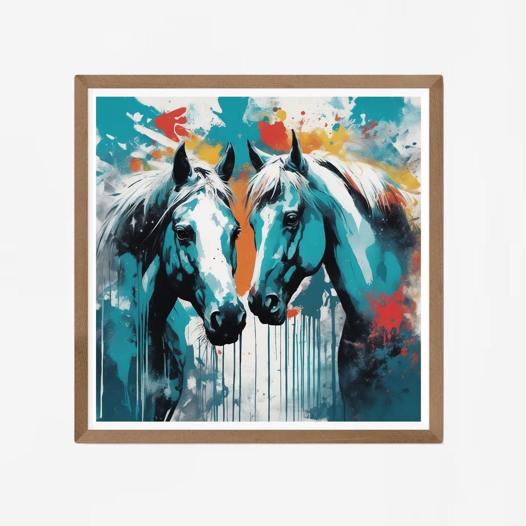Horse Duo Clipart JPG PNG – Printable Poster Digital Download - Etsy