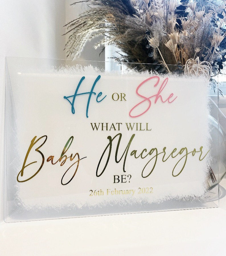 Personalised Gender Reveal Sign He or She Boy or Girl - Etsy UK