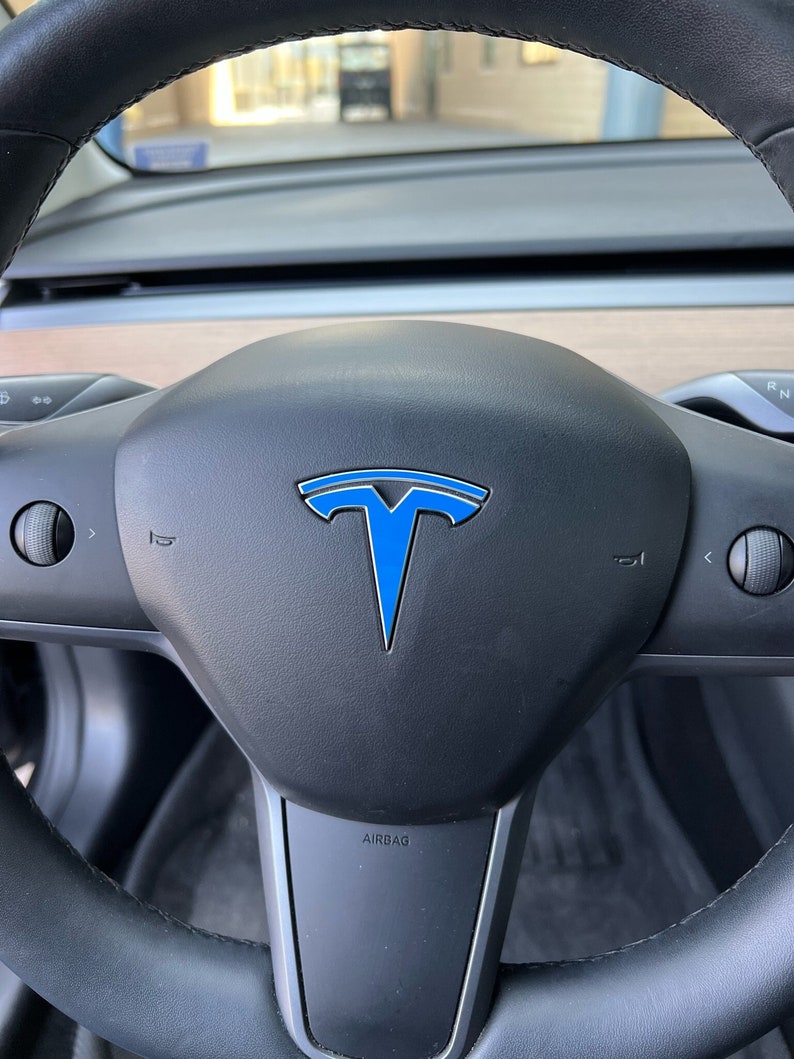 Gloss Blue Tesla Model Y Trunk, Frunk and Steering Wheel Logo Decal 3M ...