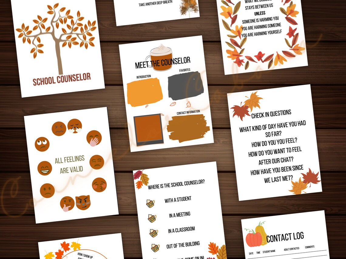 School Counselor Autumn Fall Office Decor Collection, School Office Art ...