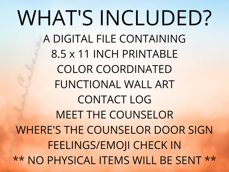 School Counselor Autumn Fall Office Decor Collection, School Office Art ...