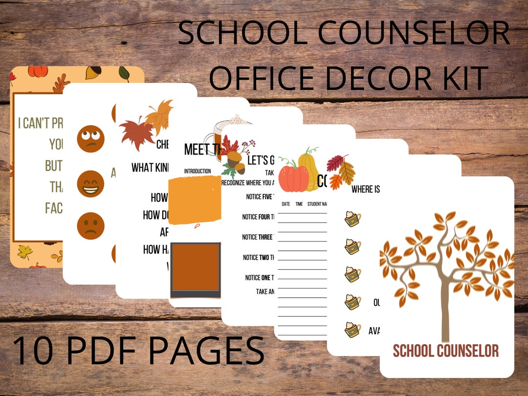 School Counselor Autumn Fall Office Decor Collection, School Office Art ...