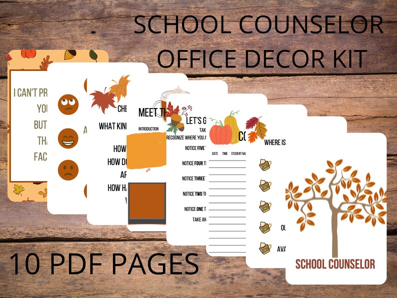 School Counselor Autumn Fall Office Decor Collection, School Office Art ...