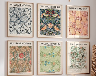 Set of 6 William Morris Print, Exhibition Print Set, Botanical Wall Art, Art Nouveau Wall Decor ...