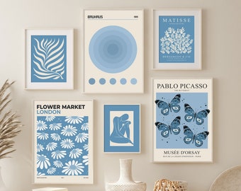 Blue Gallery Wall Set of 6, Light Blue Wall Art, Matisse Prints, Modern ...