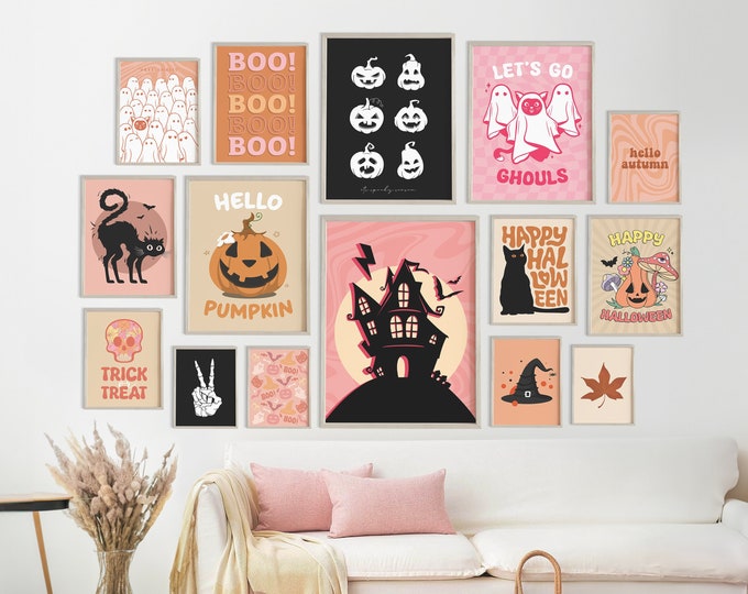 Halloween Printable Gallery Wall Art Bundle, Halloween Poster Set, Home ...