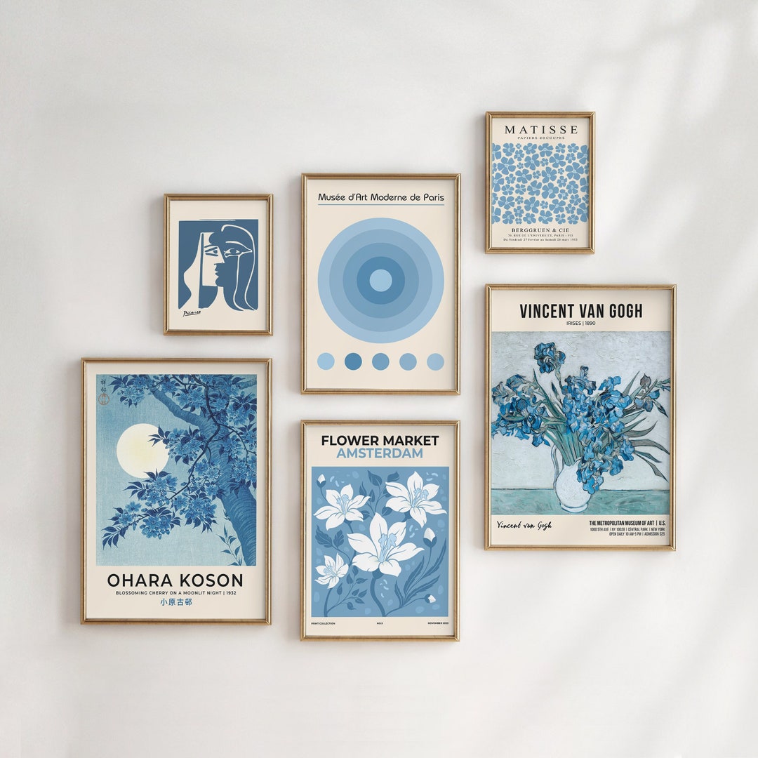 Blue Gallery Wall Set of 6, Light Blue Wall Art, Matisse Prints, Modern ...