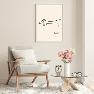 Picasso Dog Line Art Print, Picasso Animal Wall Art, Picasso Line ...