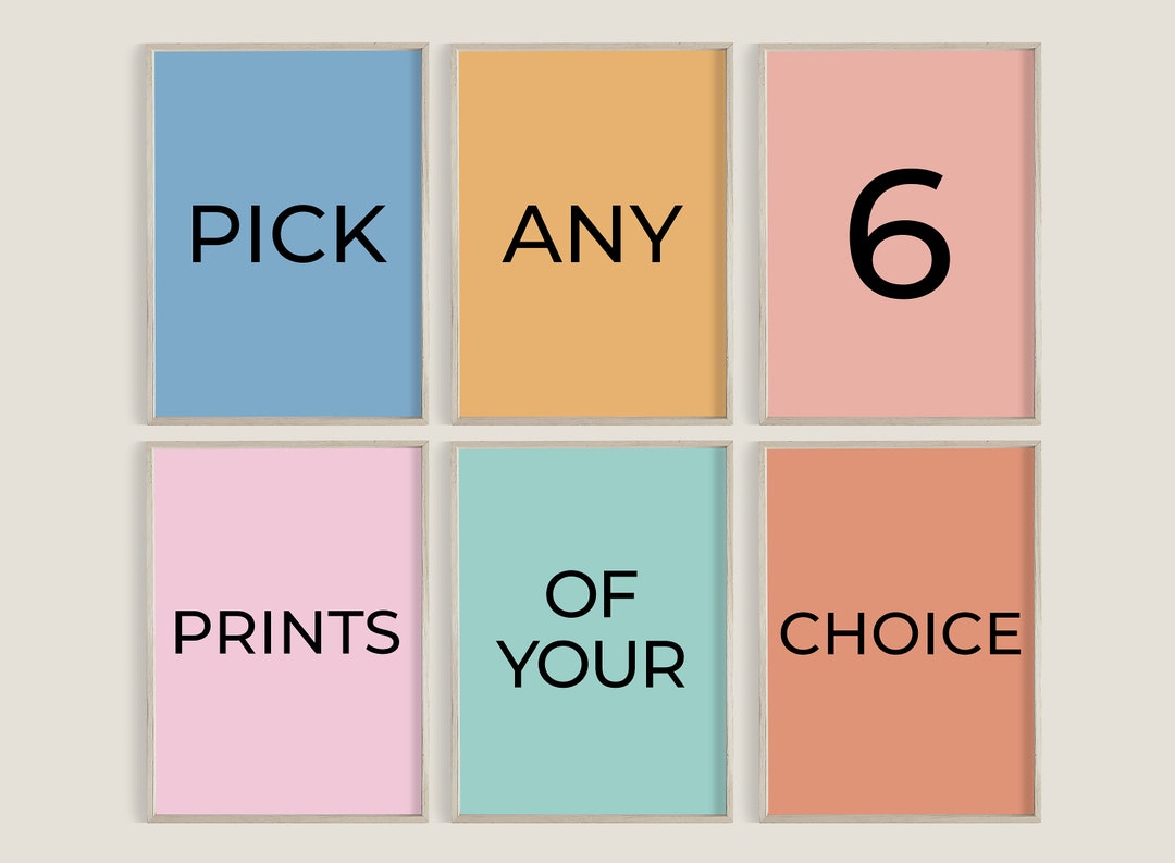 Pick Your Own 6 Digital Prints, Pick Any 6 Prints, Custom Gallery Wall ...