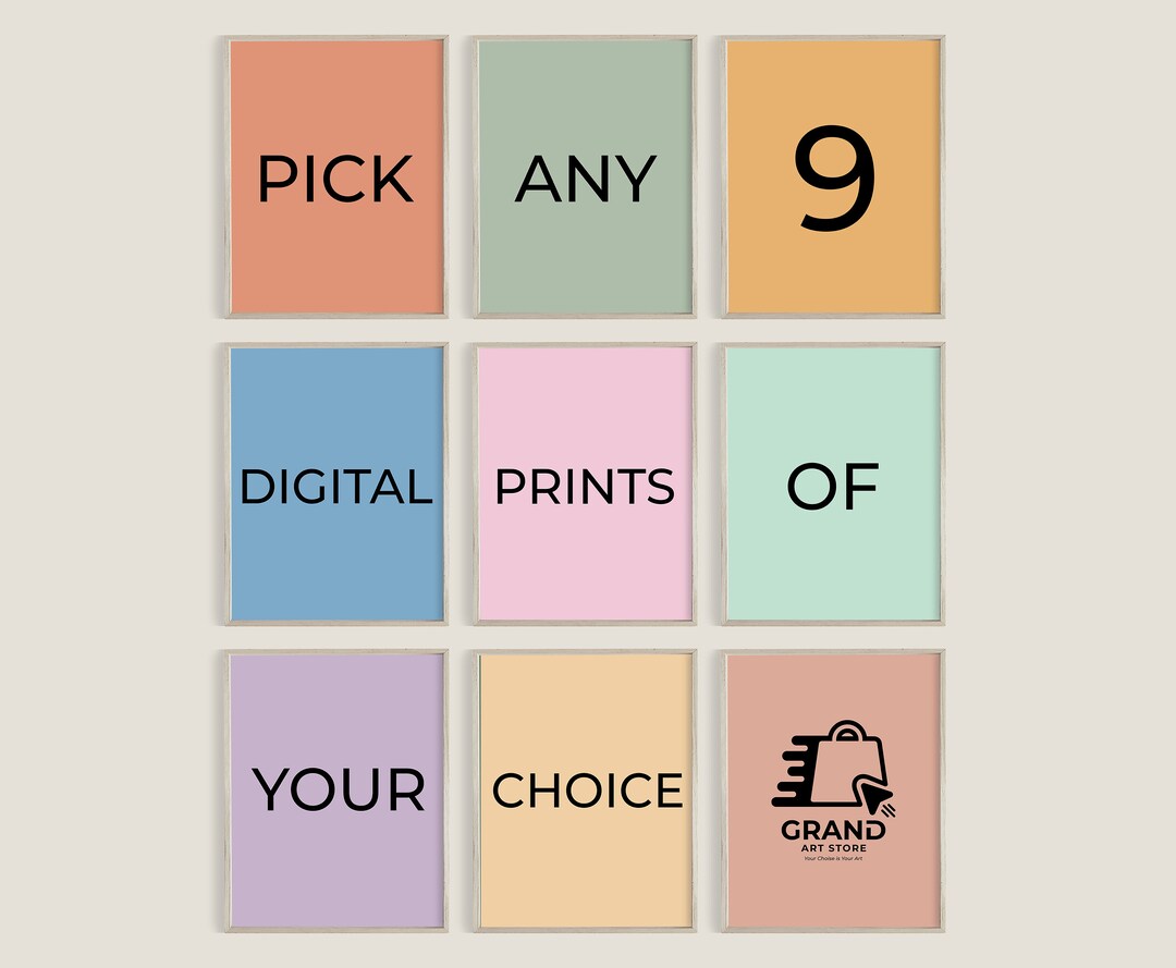 Pick Your Own 9 Digital Prints, Pick Any 9 Prints, Custom Gallery Wall ...