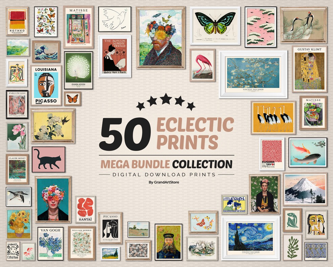 50 Eclectic Mega Bundle Gallery Wall Set, Printable Eclectic Wall Art ...