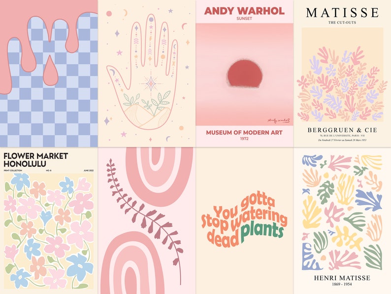 80 PCS Danish Pastel Aesthetic Wall Collage Kit Danish Pastel - Etsy