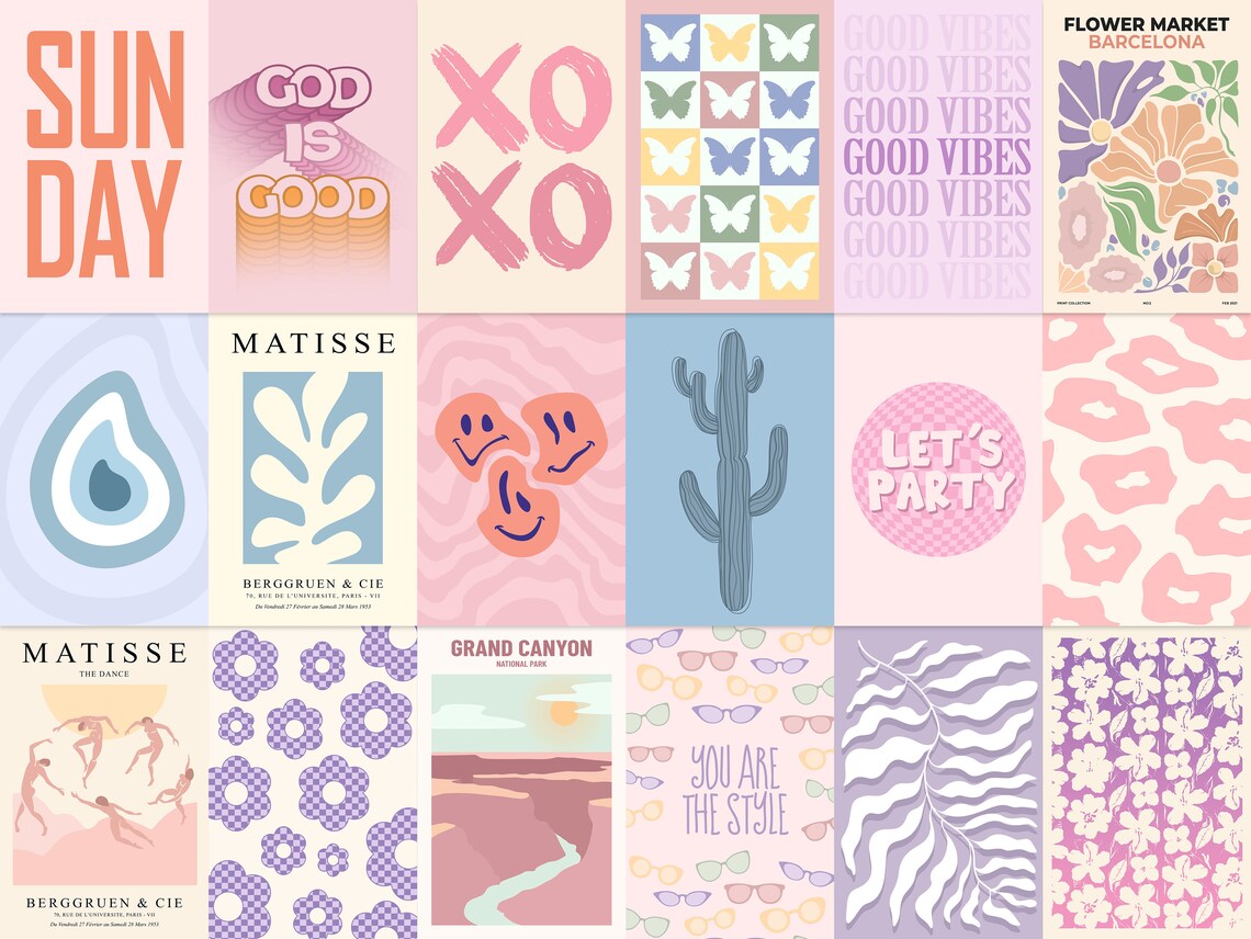 80 PCS Danish Pastel Aesthetic Wall Collage Kit Danish Pastel - Etsy UK