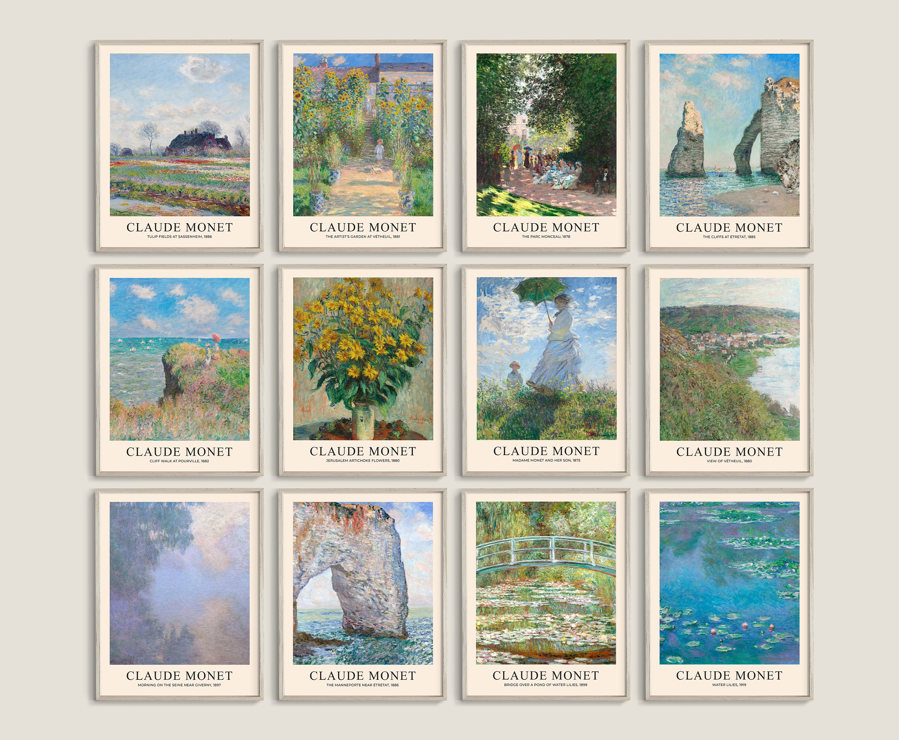 Claude Monet Print Set of 12, Monet Exhibition Poster, Printable Wall ...