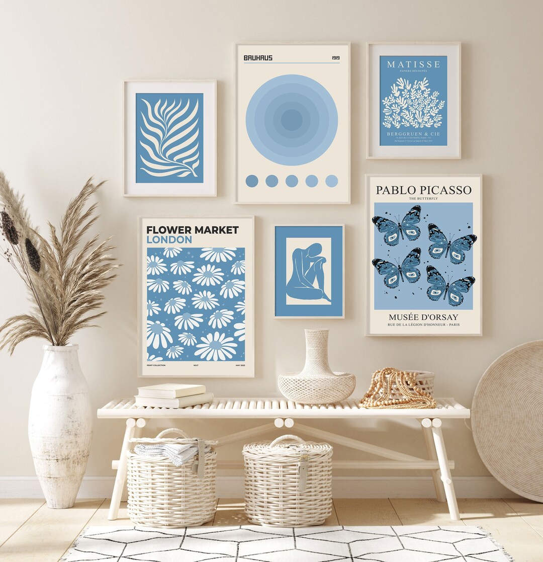 Blue Gallery Wall Set of 6, Light Blue Wall Art, Matisse Prints, Modern ...