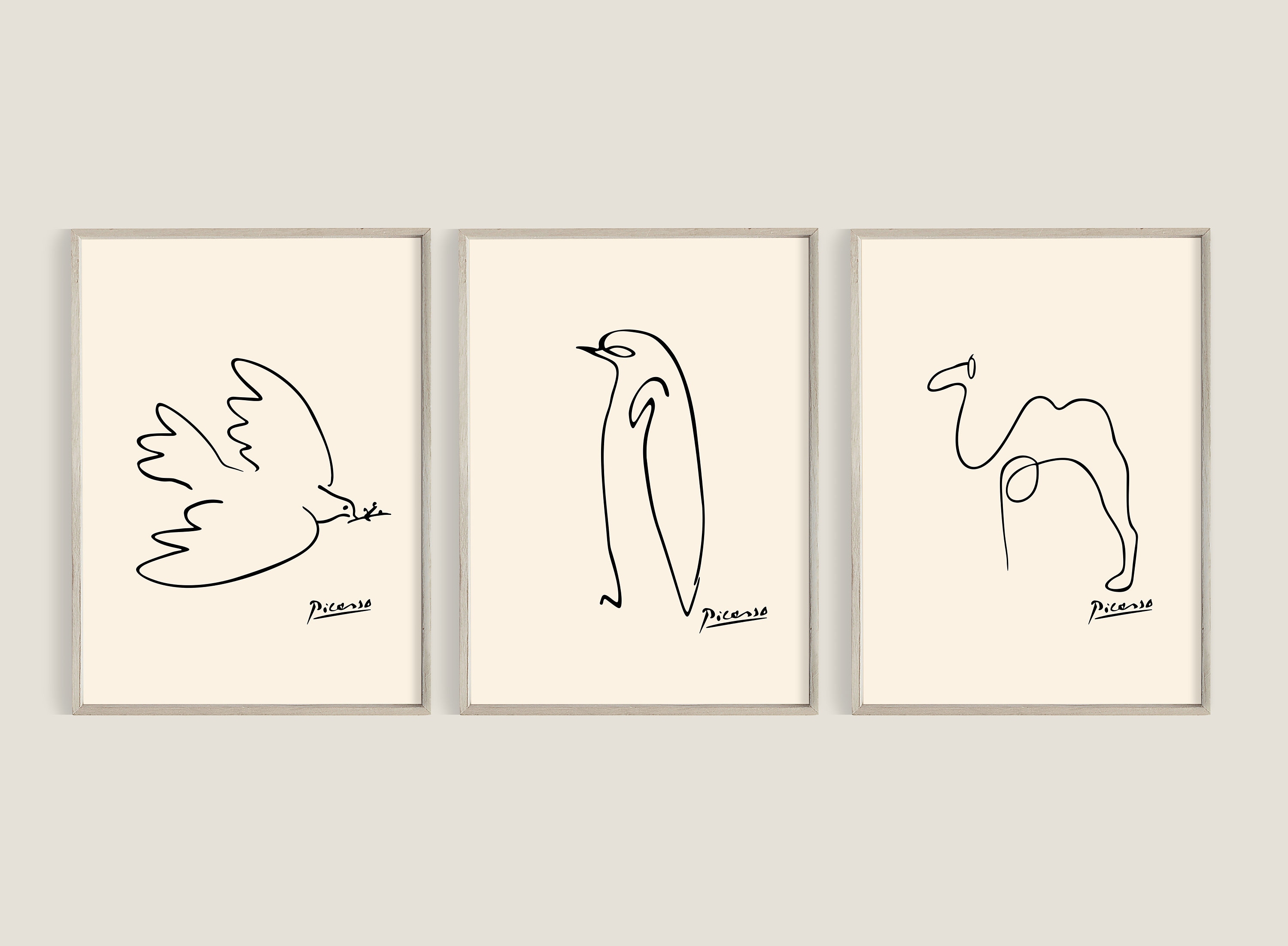 Picasso Animal Line Drawing, Picasso Print, Set of 12, Animal Sketch ...
