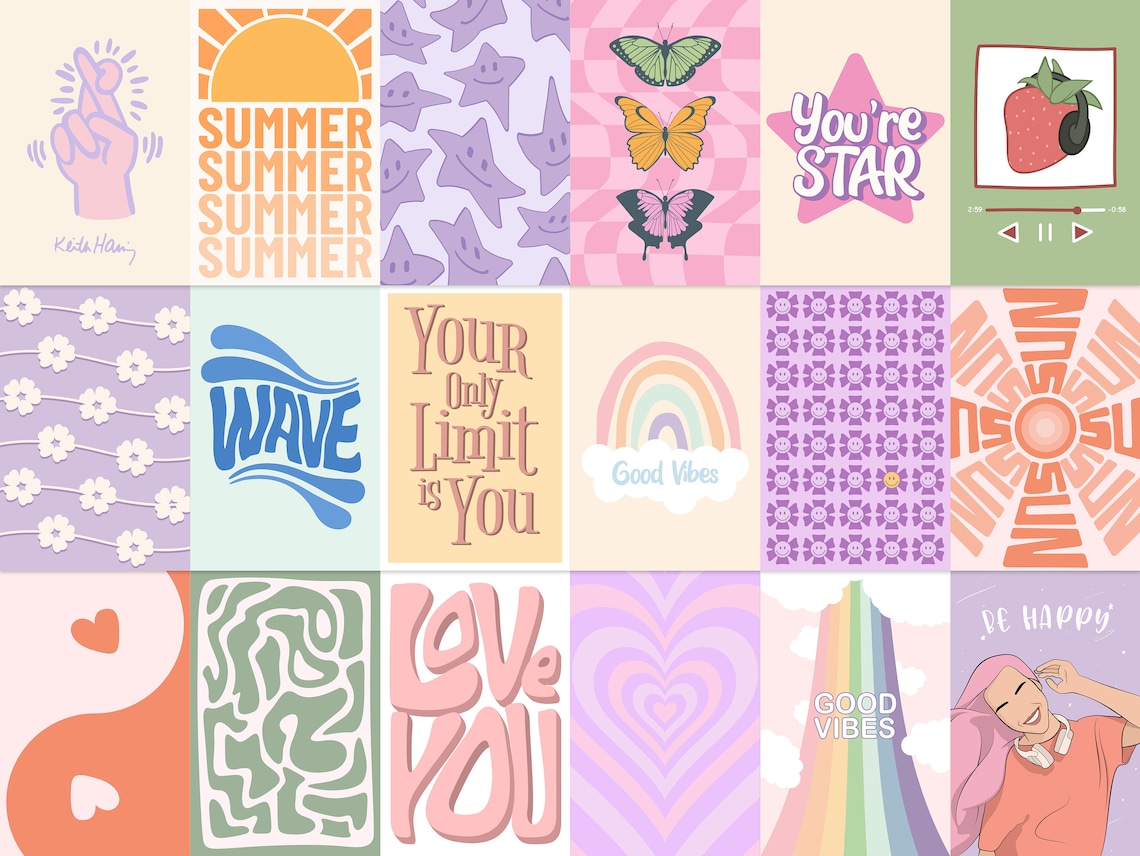 80 PCS Danish Pastel Aesthetic Wall Collage Kit Danish Pastel - Etsy UK