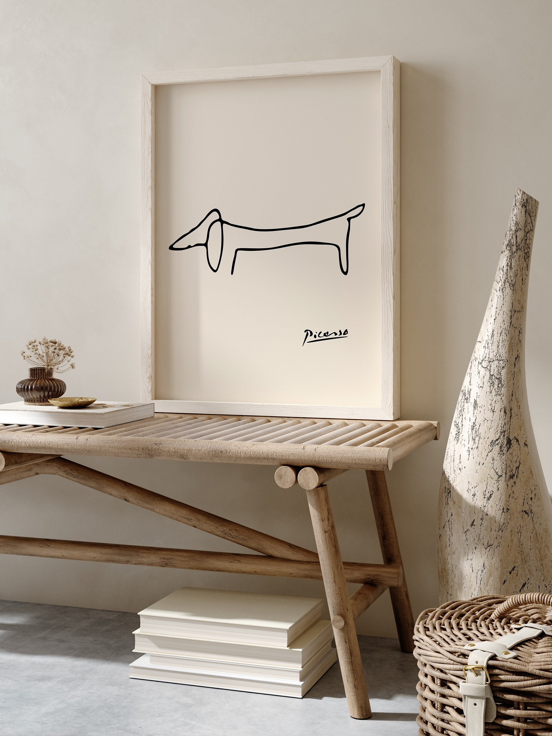 Picasso Dog Line Art Print, Picasso Animal Wall Art, Picasso Line ...