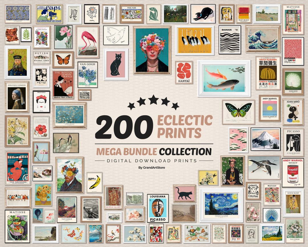 200 Eclectic Mega Bundle Gallery Wall Set, Printable Eclectic Wall Art ...