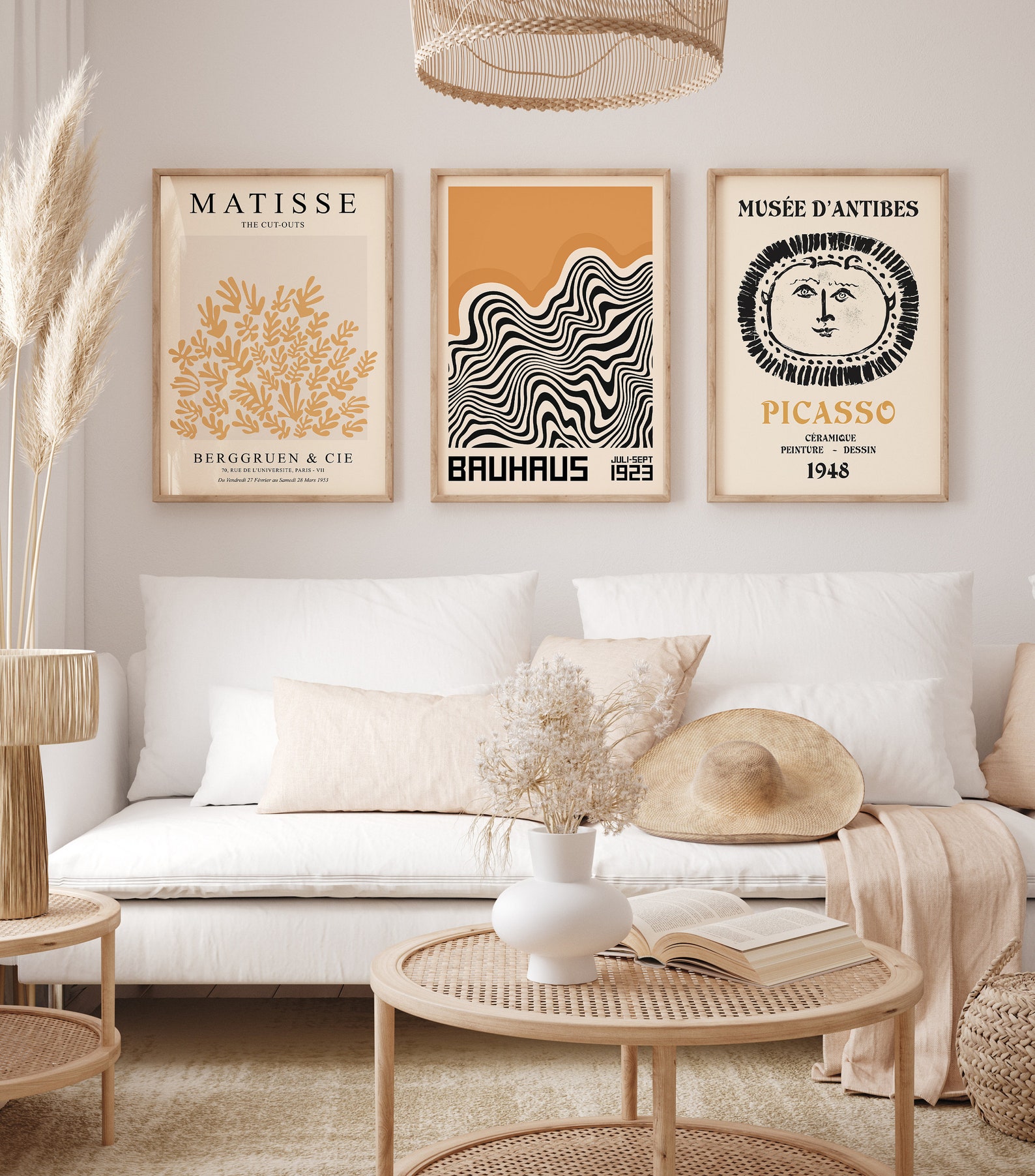 Exhibition Poster Set of 3, 3 Piece Wall Art, Picasso Print, Bauhaus ...