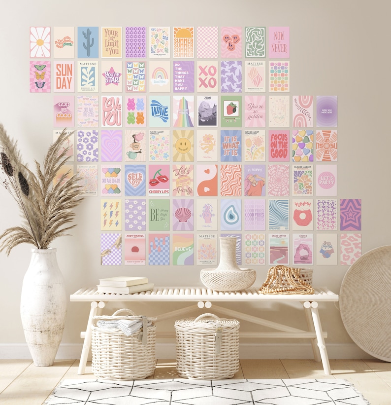 80 PCS Danish Pastel Aesthetic Wall Collage Kit Danish Pastel - Etsy