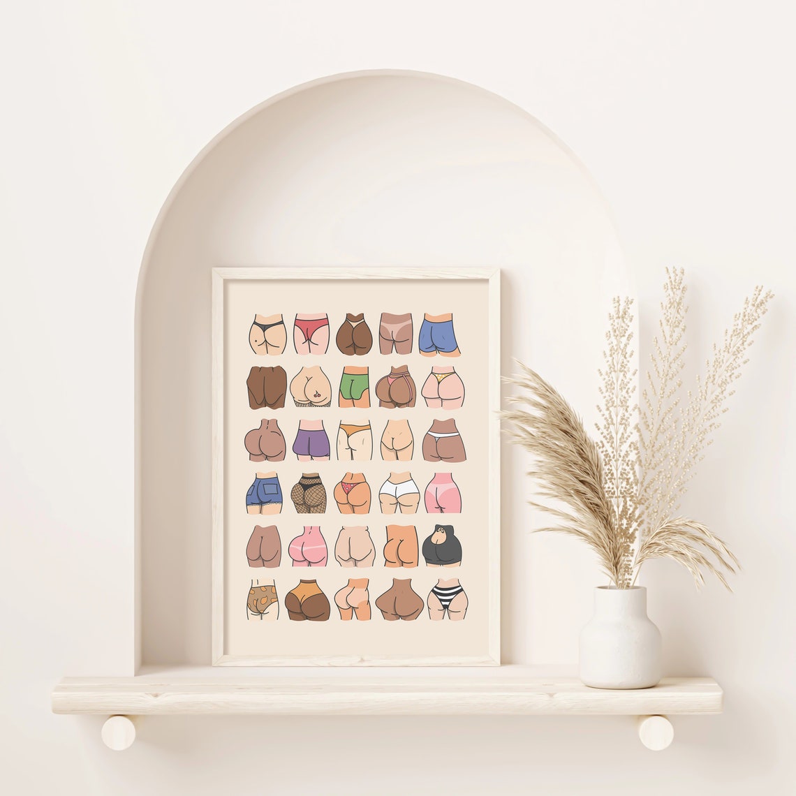 Butts Print Funny Bathroom Signs Butt Line Drawing Feminist - Etsy