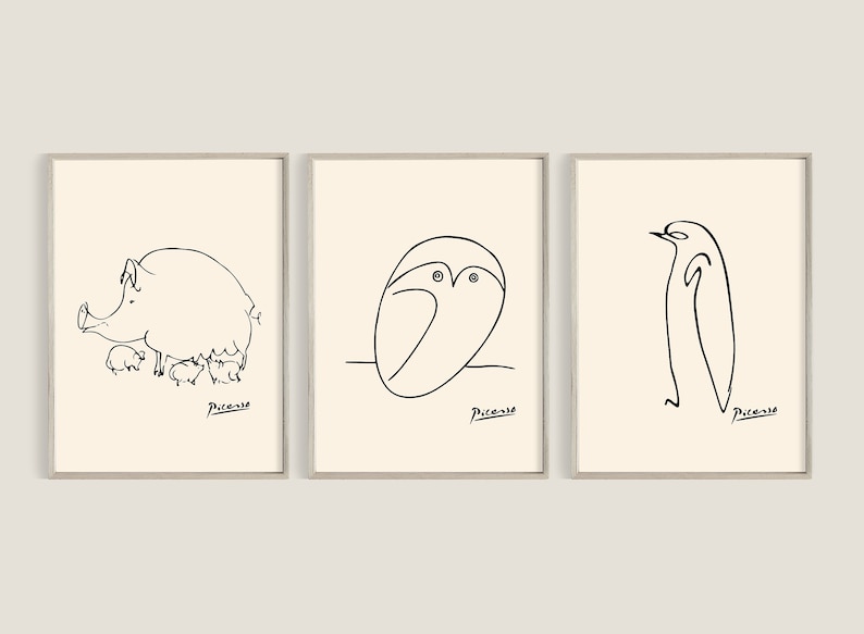 Picasso Line Drawing Picasso Print Set Set of 9 Animal Line - Etsy