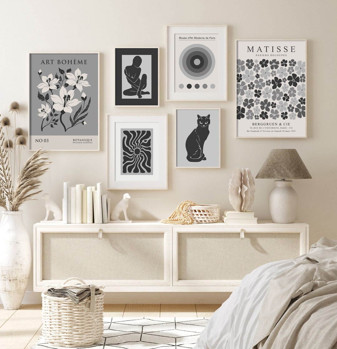 Exhibition Poster Set of 6, Printable Wall Art, Black and White Print ...