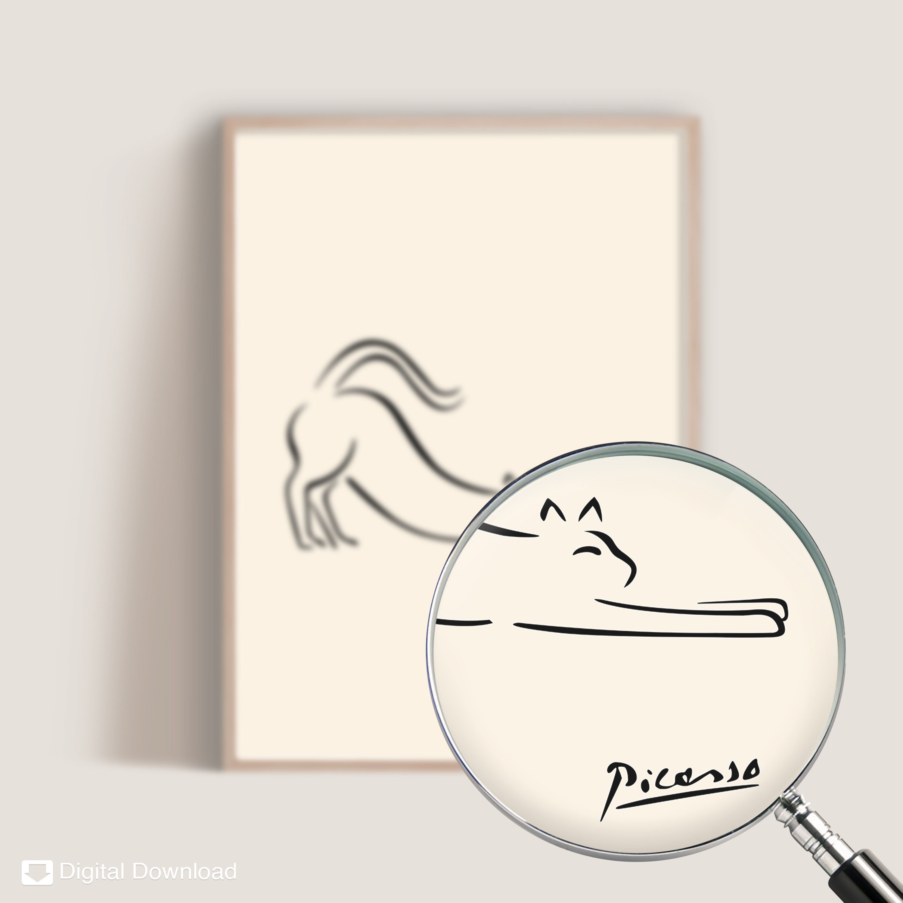 Picasso Print, Cat Sketch Print, Picasso Cat Wall Art, Picasso Cat ...