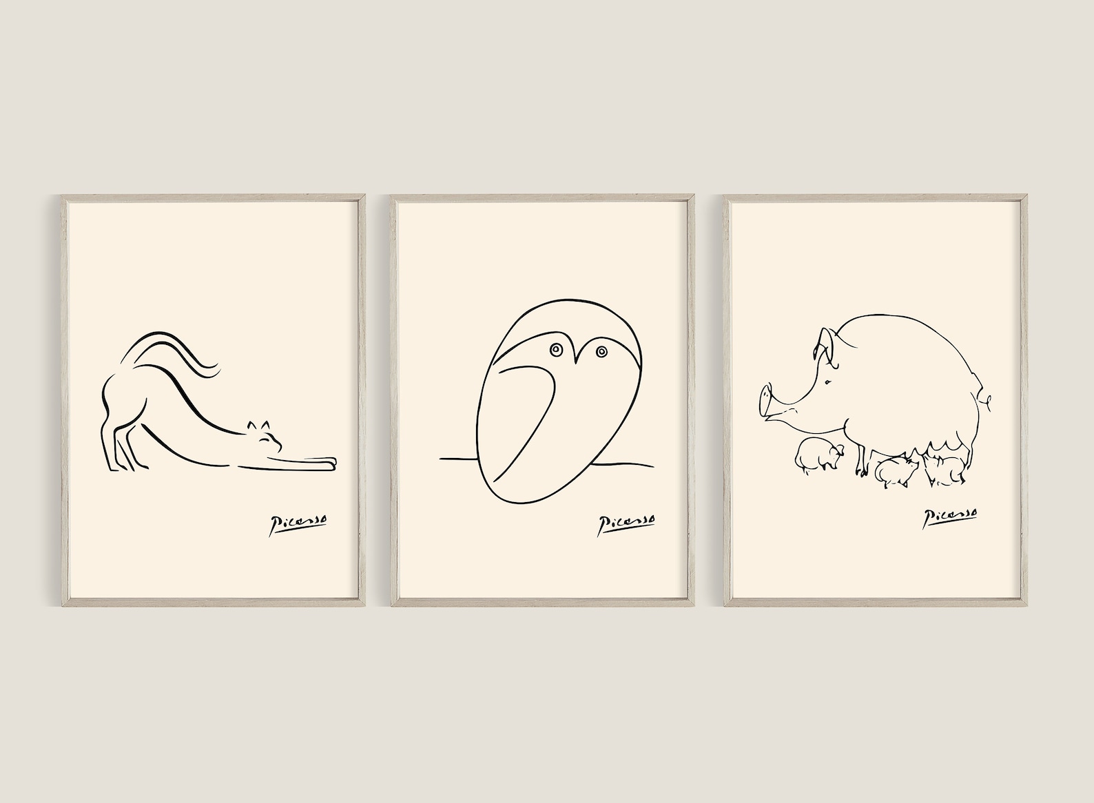 Picasso Animal Line Drawing, Picasso Print, Set of 12, Animal Sketch ...