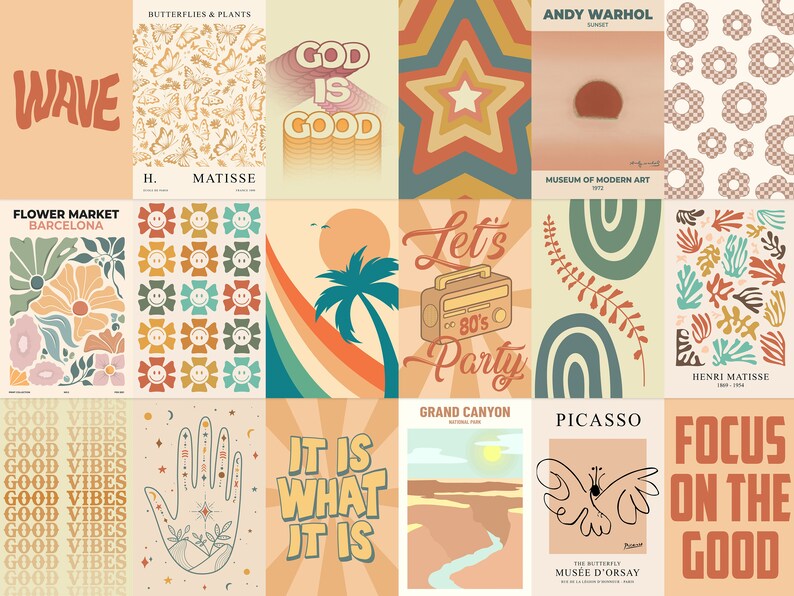 80 PCS Retro Vintage Wall Collage Kit Retro Wall Art Vintage - Etsy