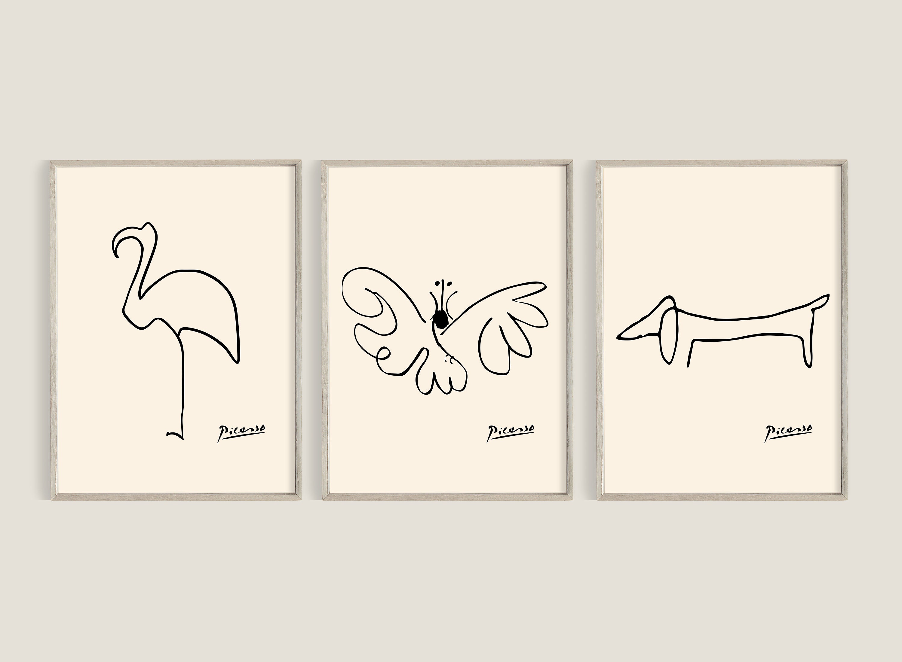 Picasso Line Drawing, Picasso Print Set, Set of 9, Animal Line Art ...