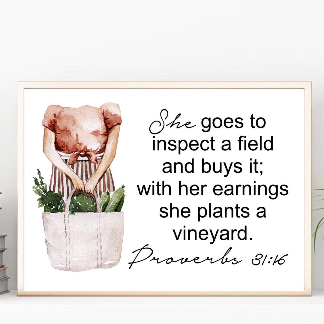 Proverbs 31:16 Scripture Art, She Plants a Vineyard, Rectangular ...