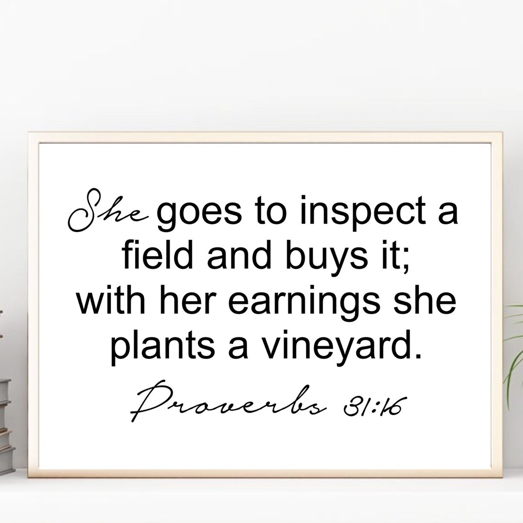Proverbs 31:16 Scripture Art, She Plants a Vineyard, Rectangular ...
