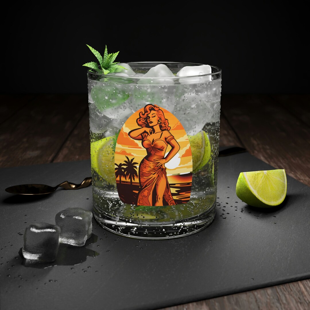 Tiki Pin-up Girl Bar Glass Vintage Inspired Bar Glass - Etsy