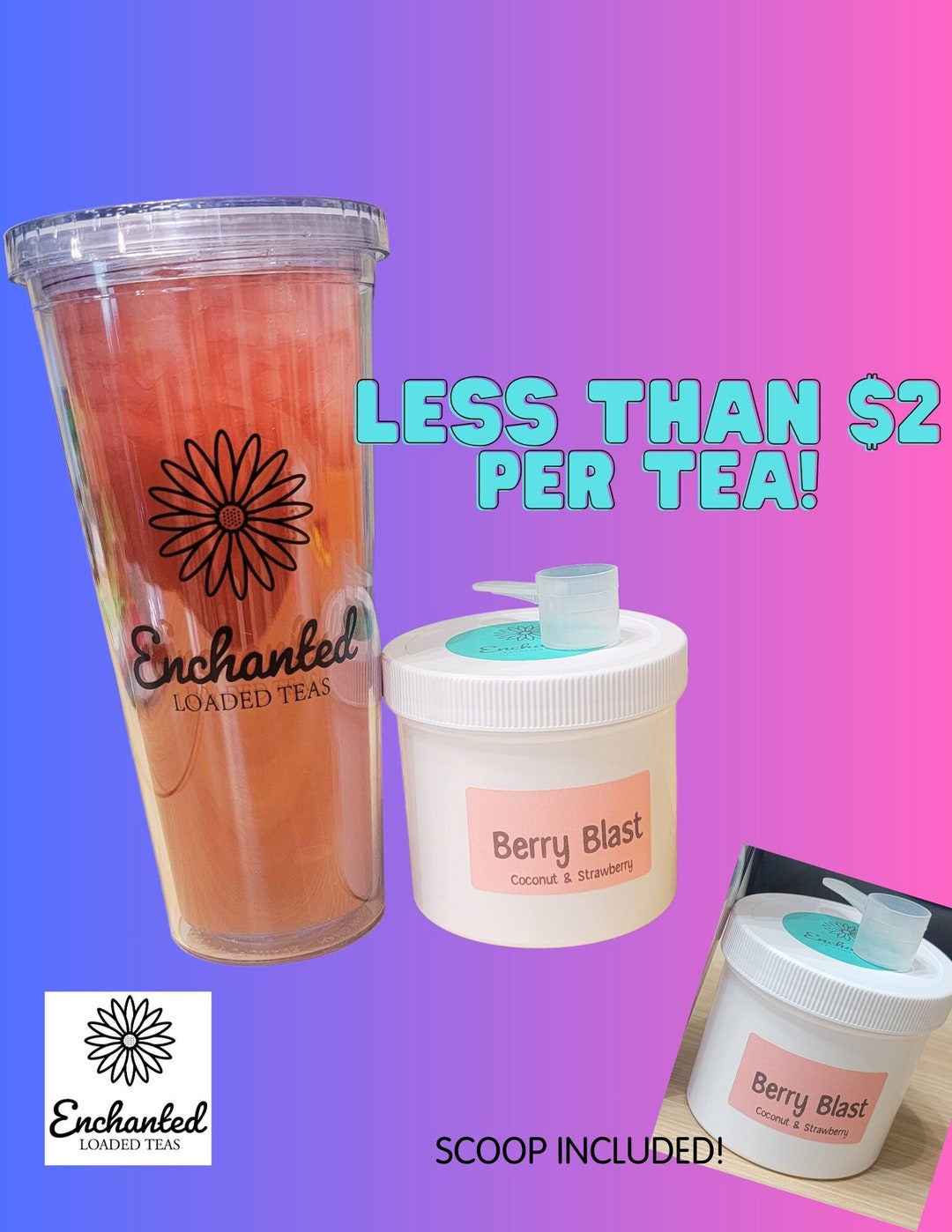 Loaded Tea Set TUMBLER With ENERGY BOOST Tea Container for 30 Servings ...