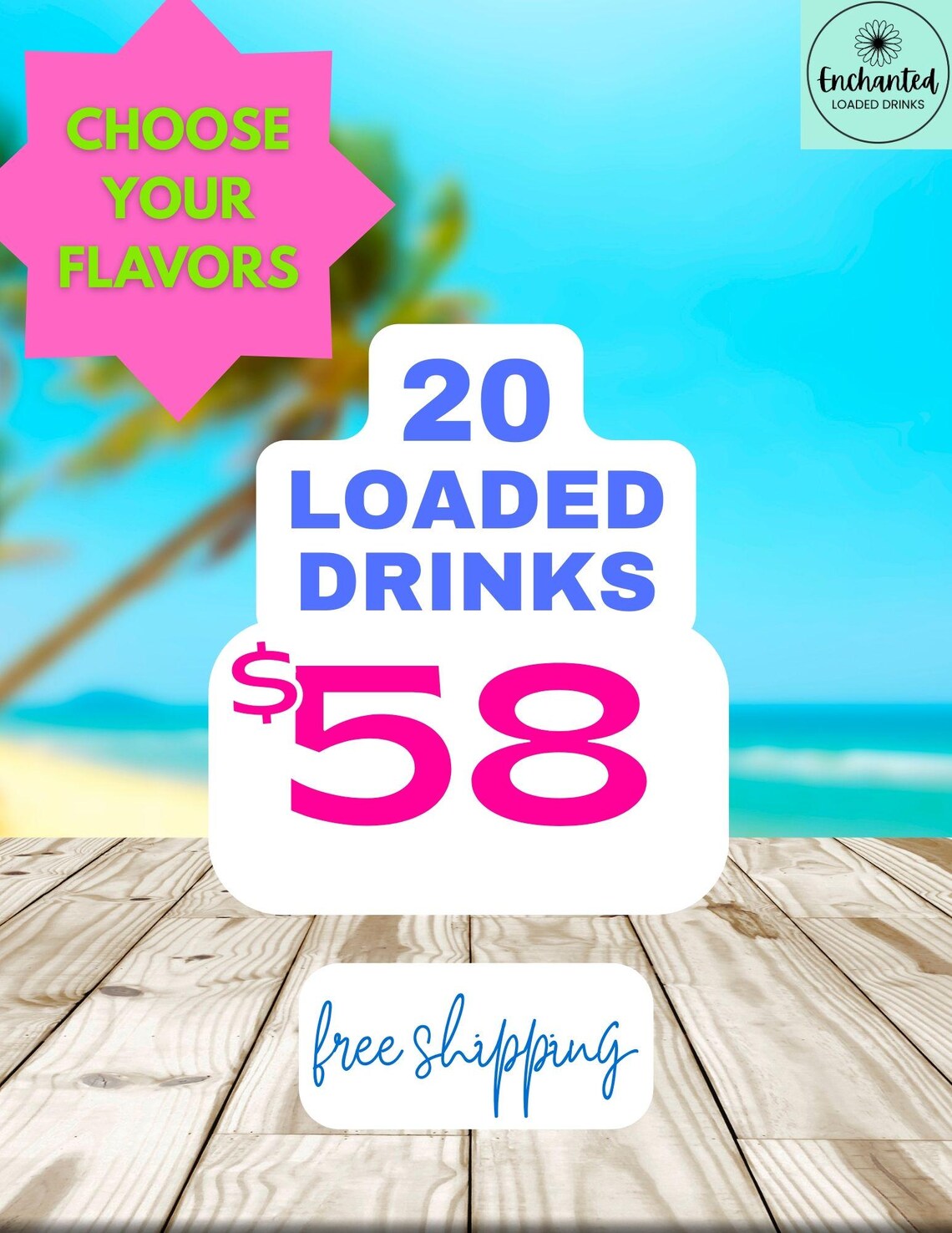 Sugar-free Loaded Drink Mix – 20 Drinks, 220mg Caffeine - Etsy