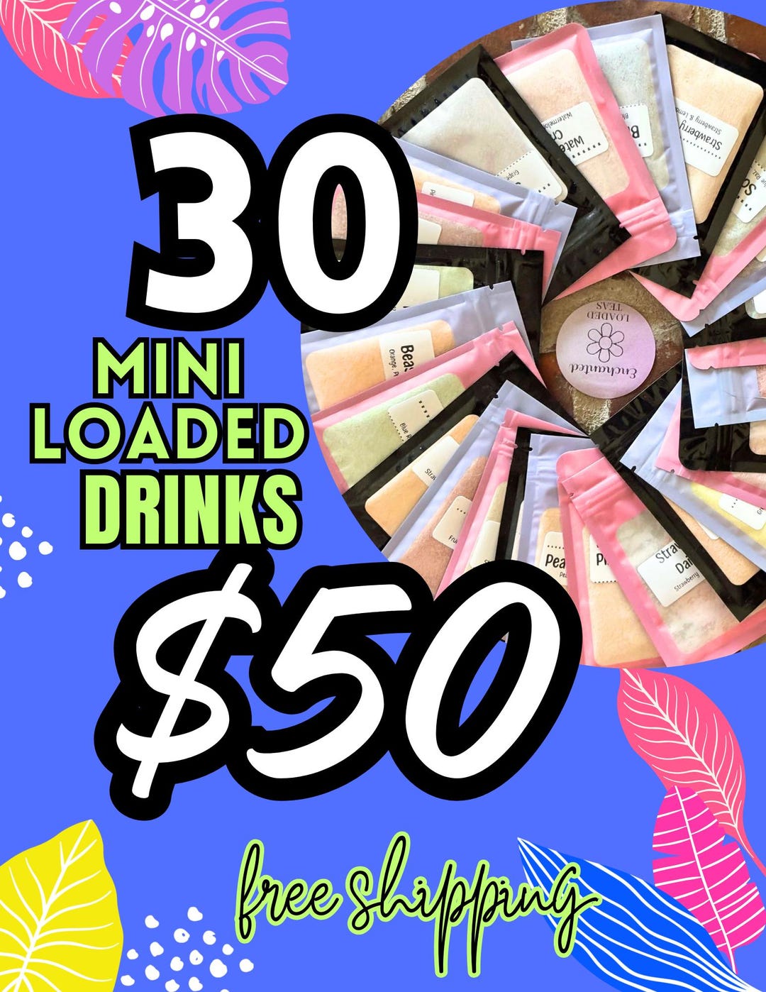30 MINI Sugar-free Drink Mix Packets - 30 Packages of Loaded Drinks - Etsy