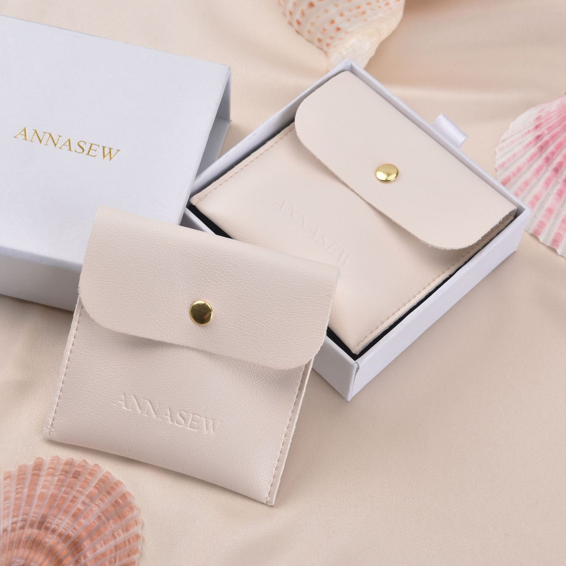 50 Pcs Custom Jewelry Pouch, Personalized Jewelry Storage PU Bag ...