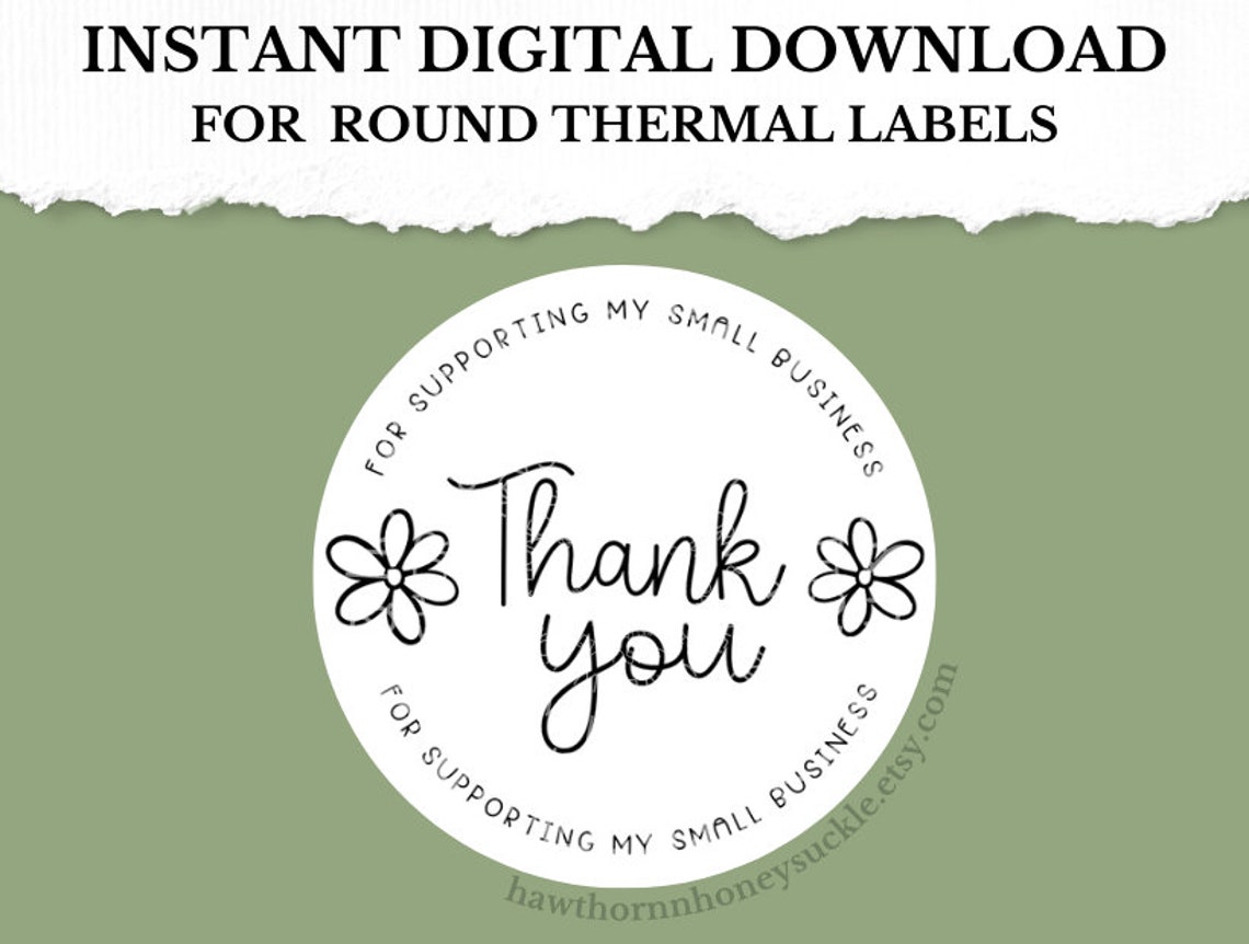 Round Thermal Thank You Sticker, Thermal Printer Sticker, Small ...