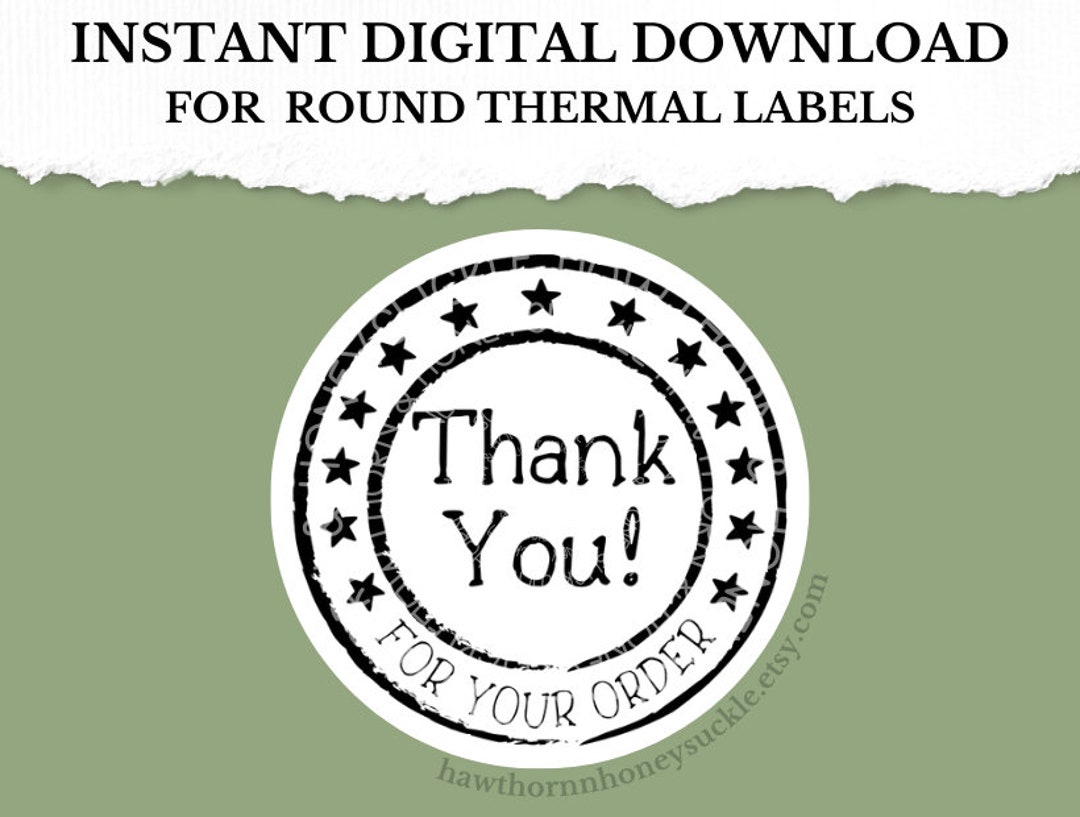 Round Thermal Thank You Sticker, Thermal Printer Sticker, Small ...