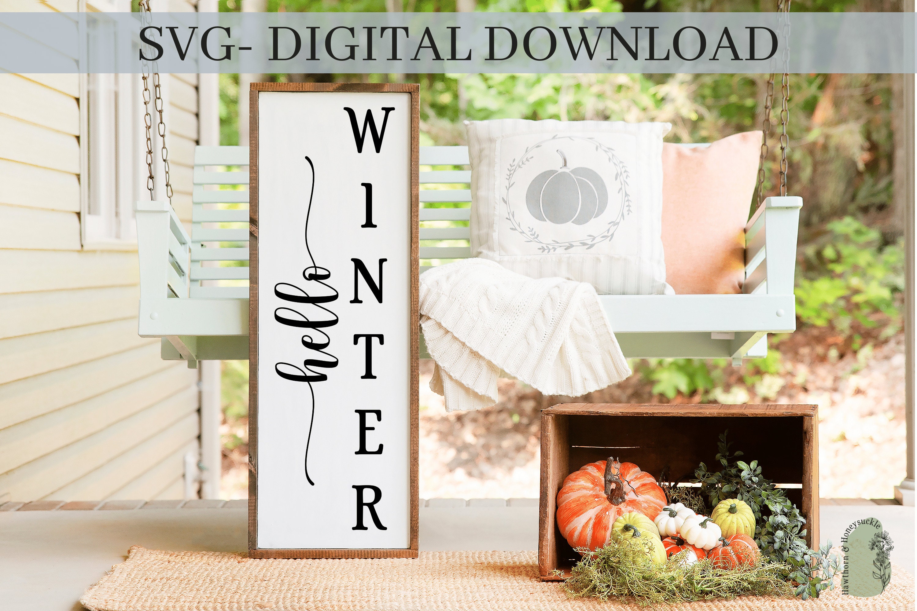 Hello Winter Svg, Wood Sign Svg, Png, Cutfile for Cricut, Silhouette ...