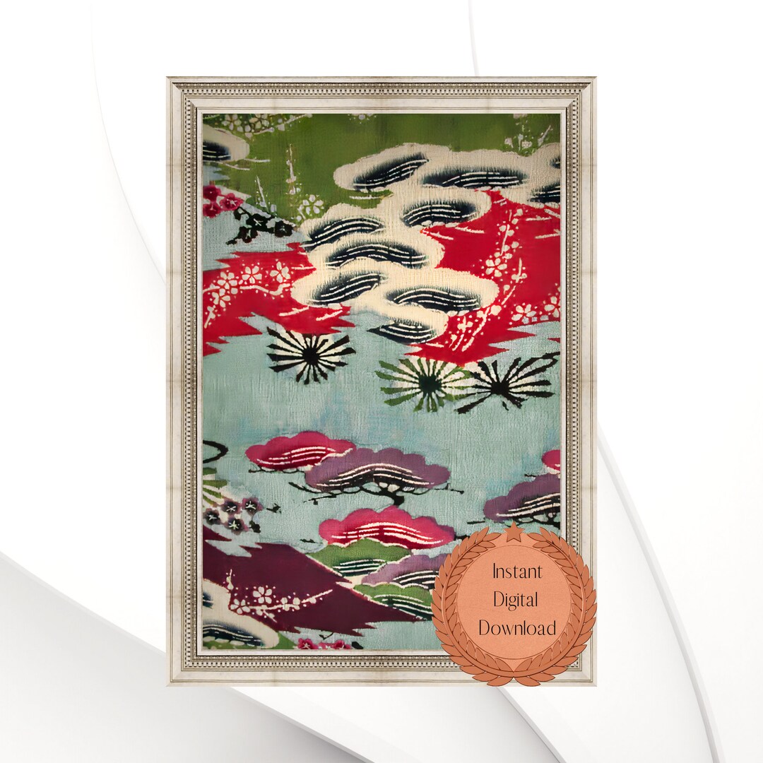 Okinawa Fabric Bingata Printable Art Okinawa Art Okinawa - Etsy