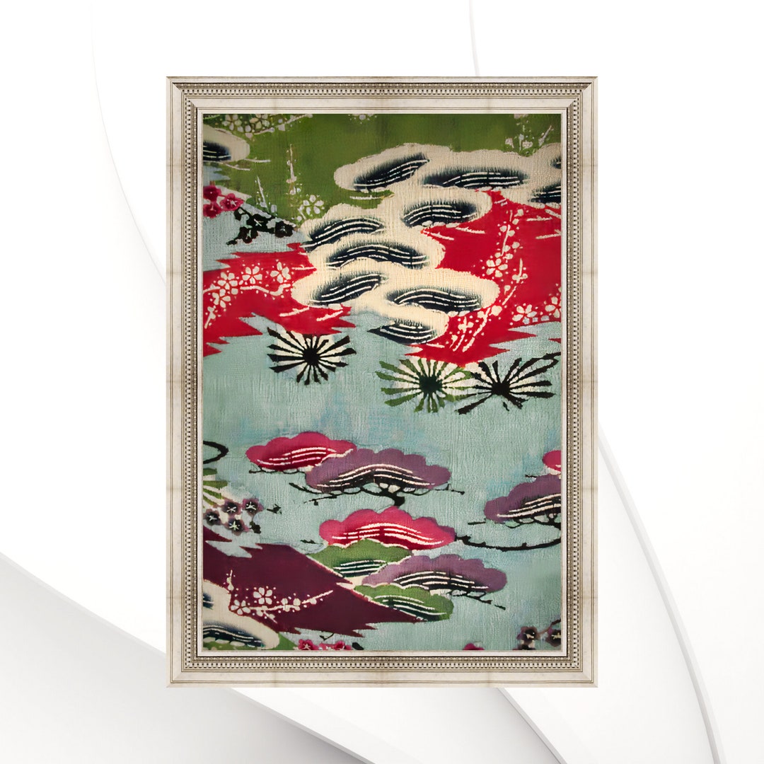 Okinawa Fabric Bingata Print, Okinawa Art, Okinawa Print, Okinawan ...