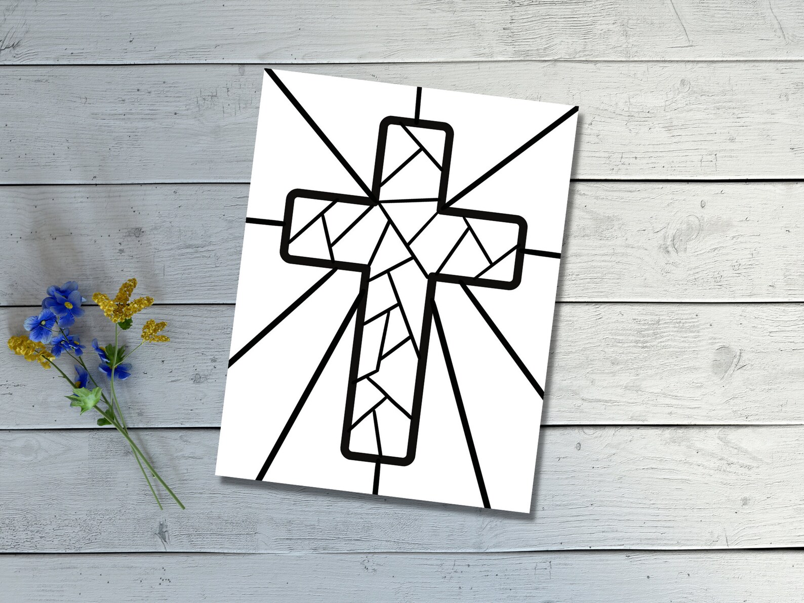 Stain Glass Cross Coloring Printable, Lent, Easter, Christian Catholic ...